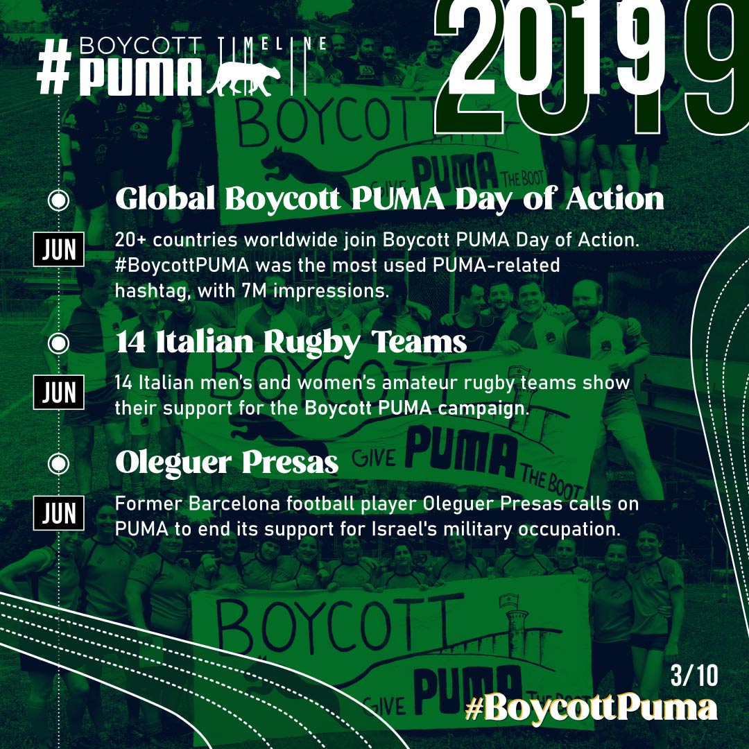 Chronologie de la campagne de boycott de PUMA - BDS France